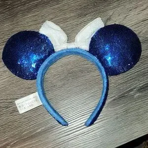 Disney | Accessories | Blue And White Sequined Mickey Mouse Ears With ...